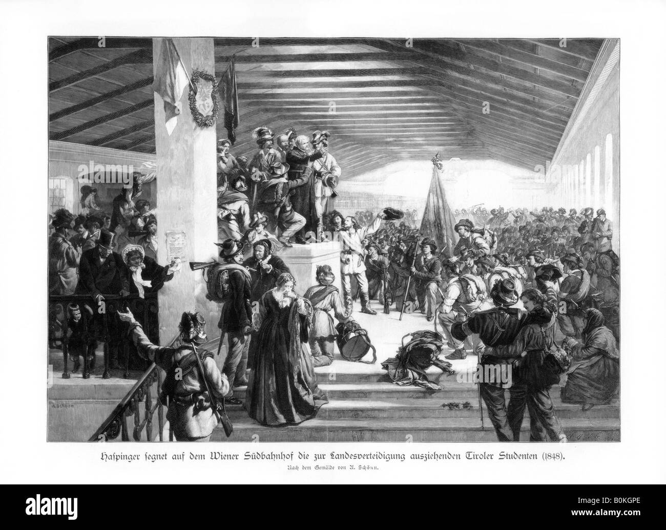Demonstrations by students in Vienna (1848), 1900. Artist: Unknown ...