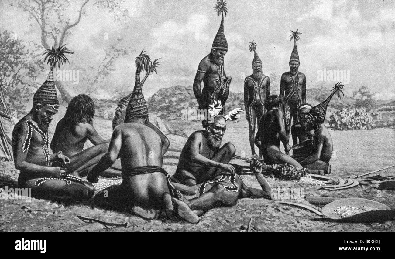 Arunta tribesmen of central Australia preparing a new corroboree, 1922 ...