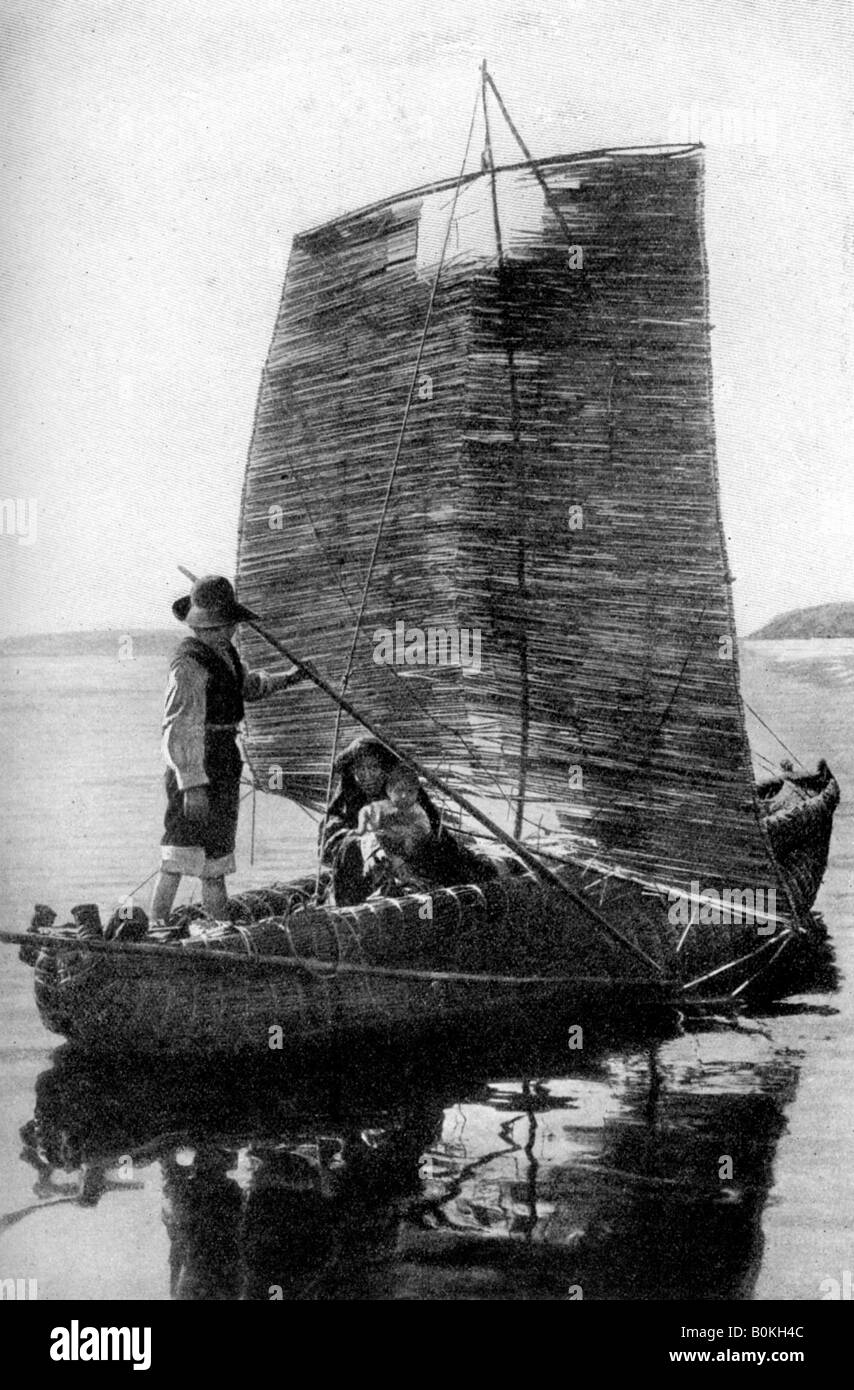 A reed balsa sailing vessel, Bolivia, 1922. Artist: Unknown Stock Photo ...