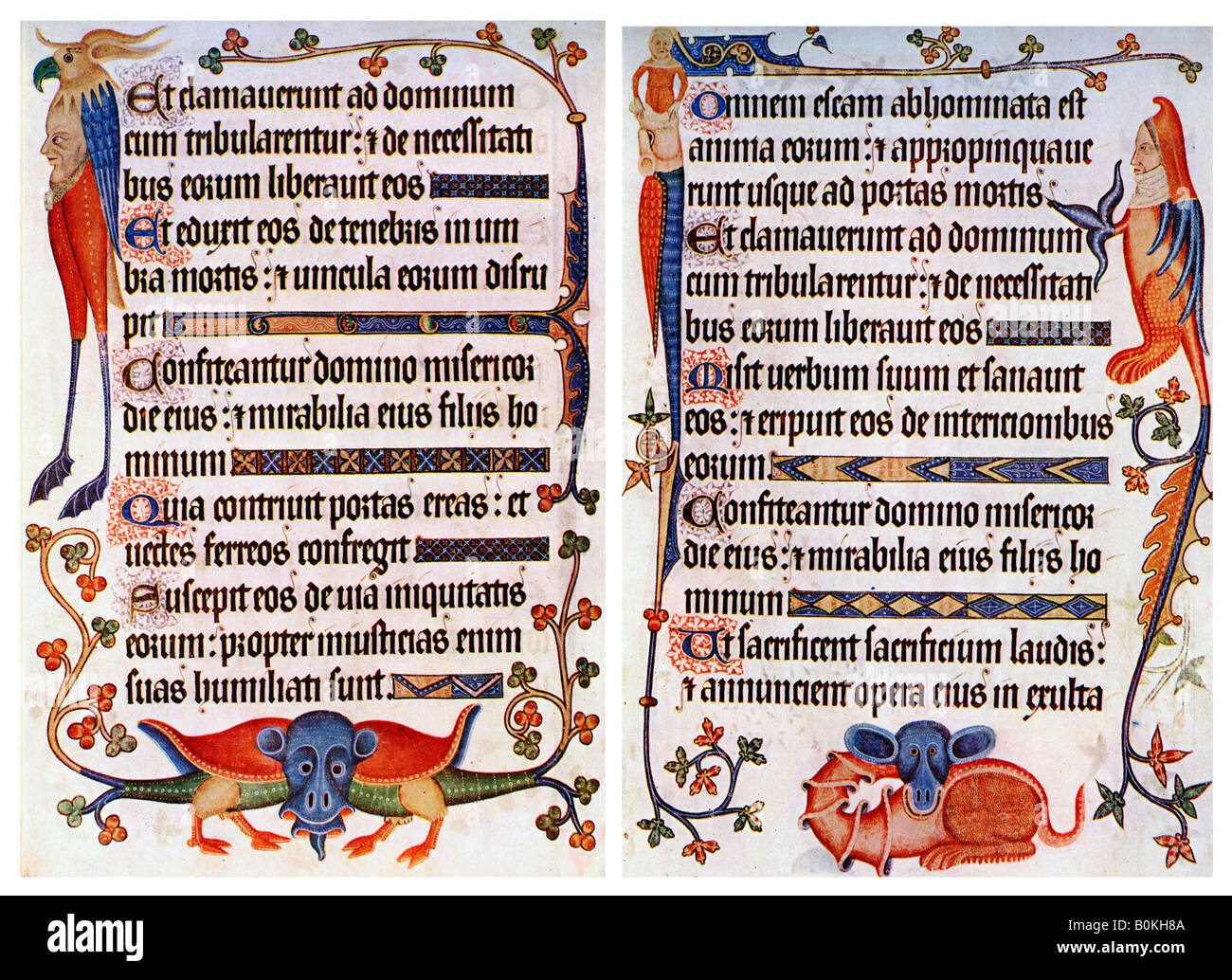 Page of illustrated text from the Luttrell Psalter, c1300-c1340, (c1900 ...