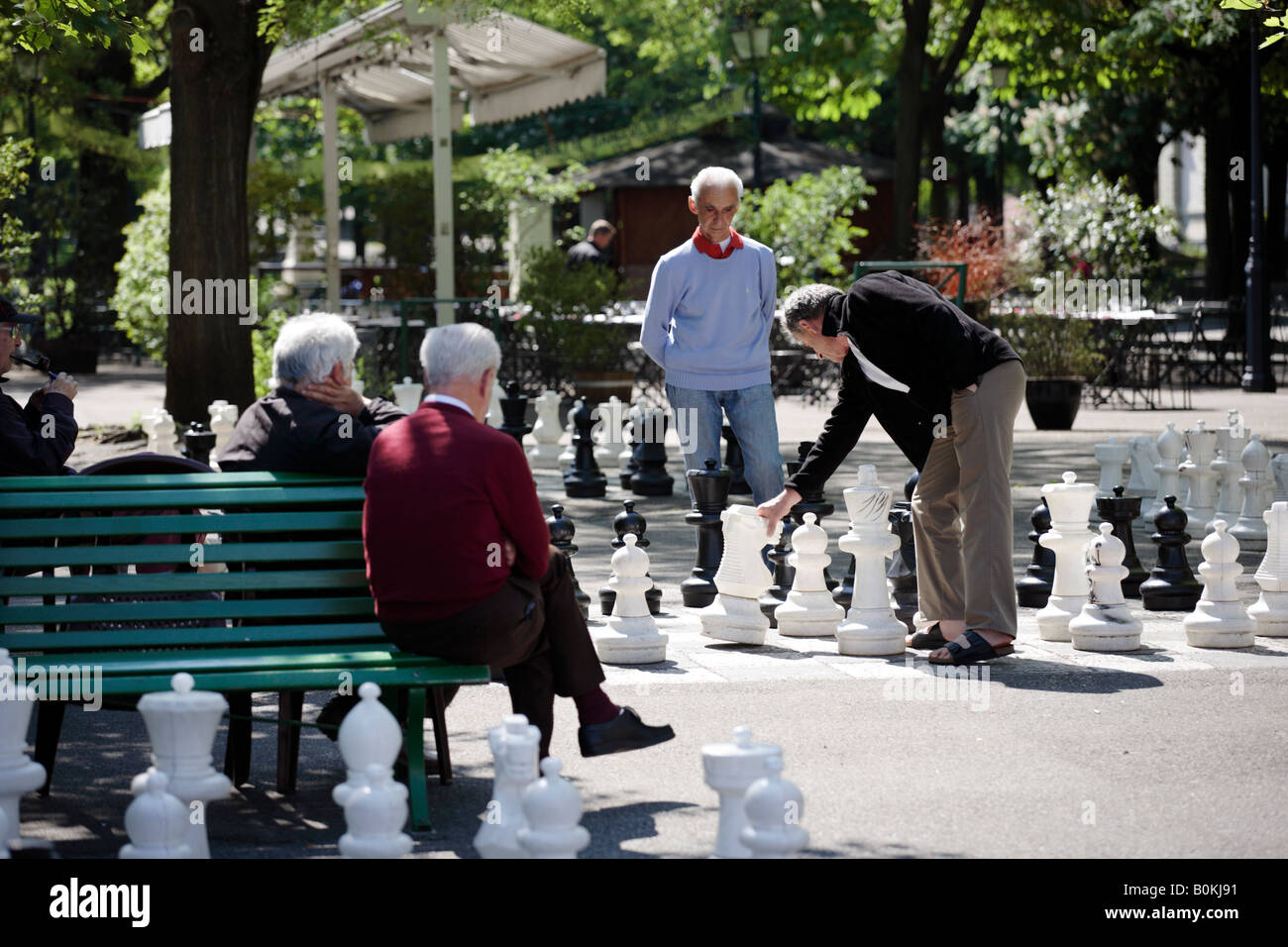 Men playing a giant chess game in a park in Geneva, Switzerland Stock ...