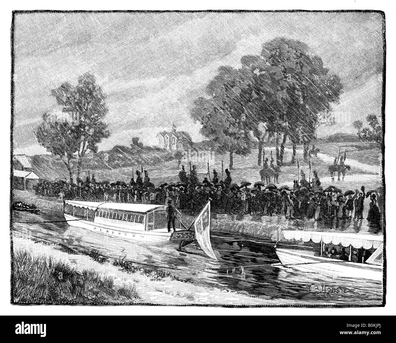 The Royal Visit to Worsley Hall; the State Barge on the Bridgwater ...