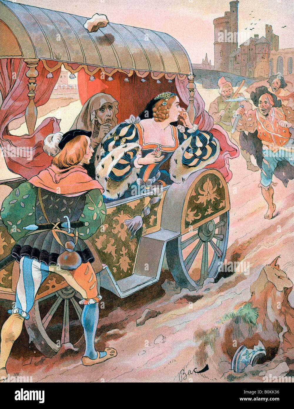 'Attack on a carriage, Quai de Nesles, Reign of Francis I, 16th century ...