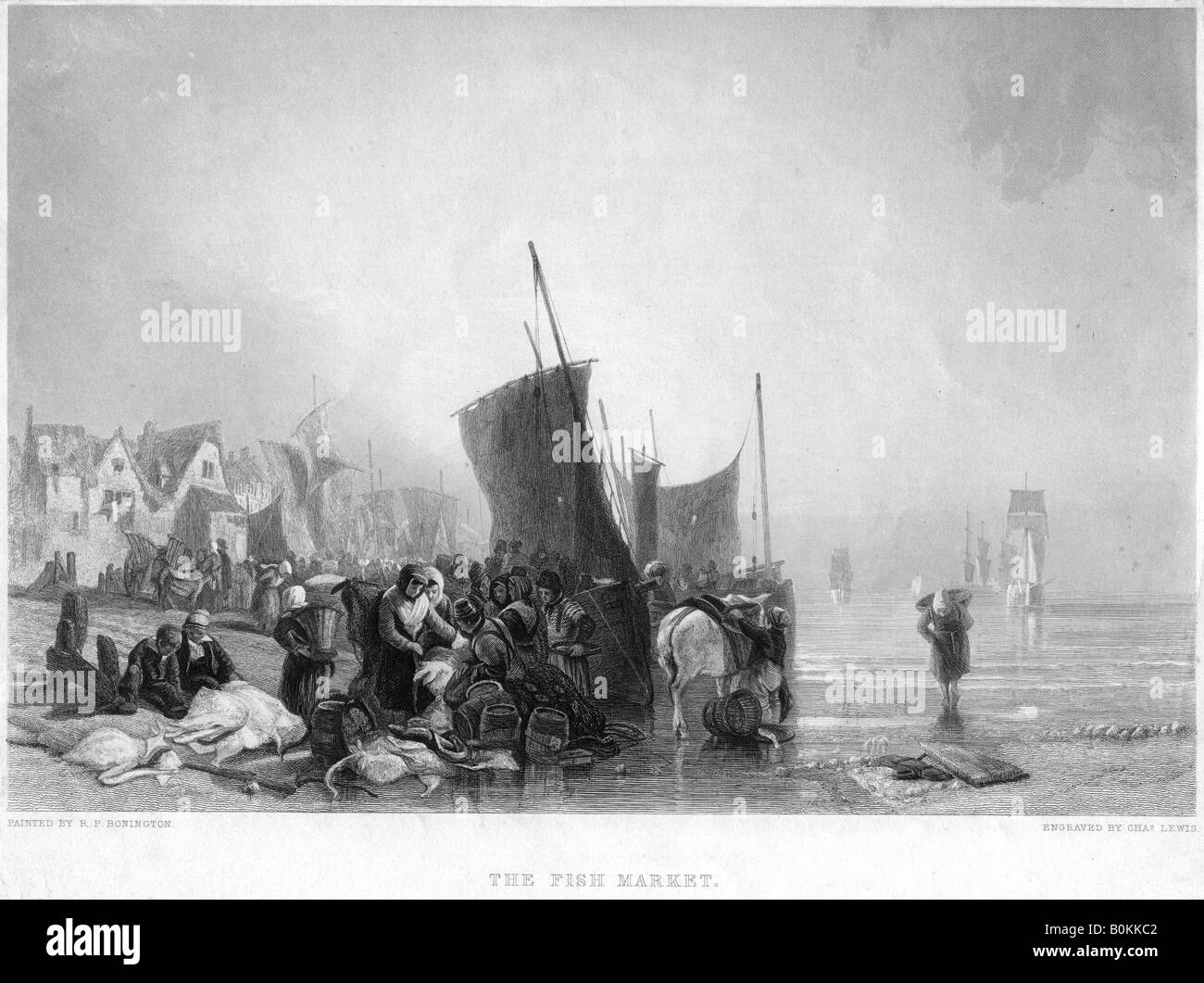 'The Fish Market', c1820s.Artist: Charles Lewis Stock Photo - Alamy