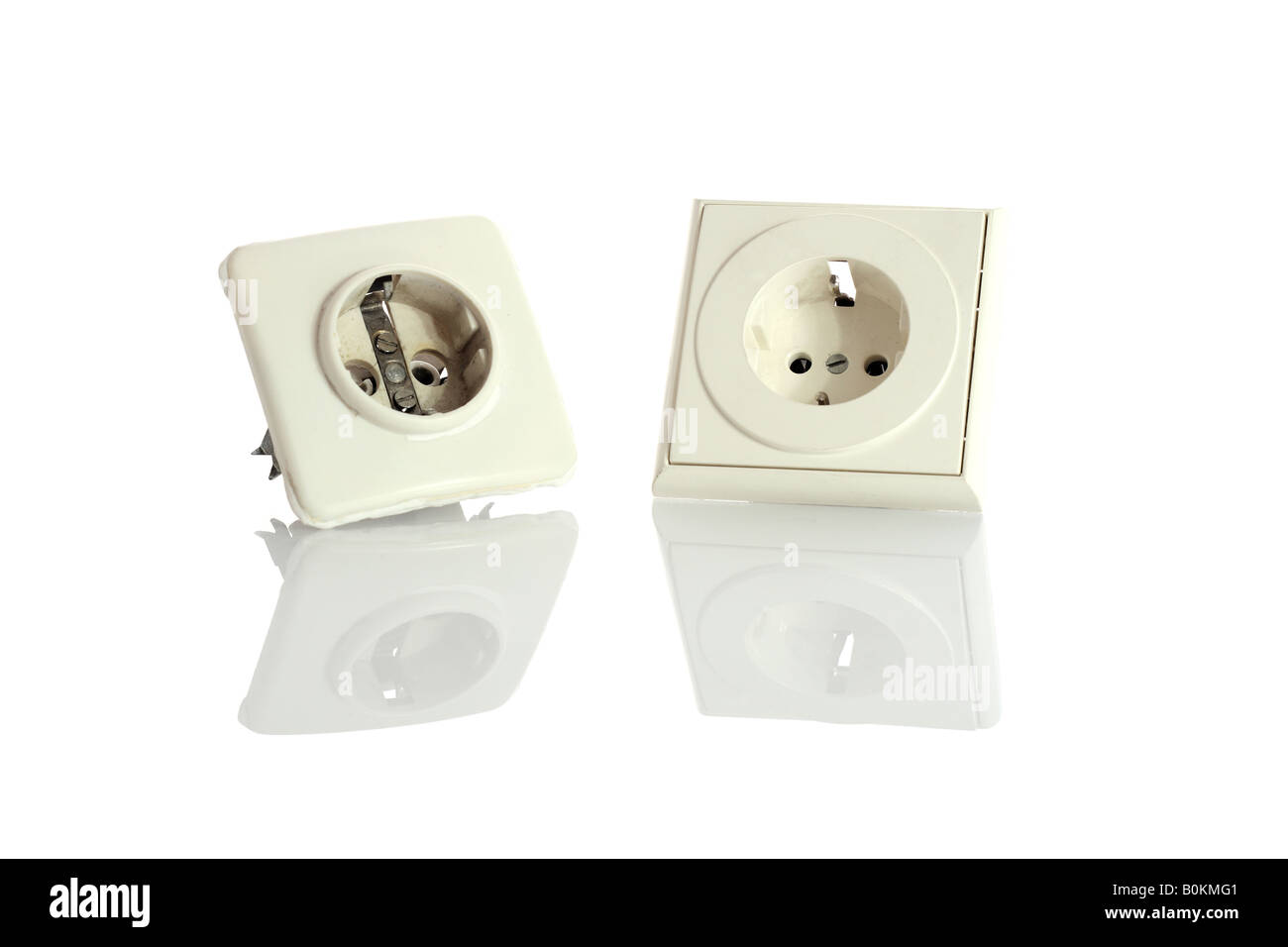 old and new power cords eu standard isolated on white Stock Photo - Alamy