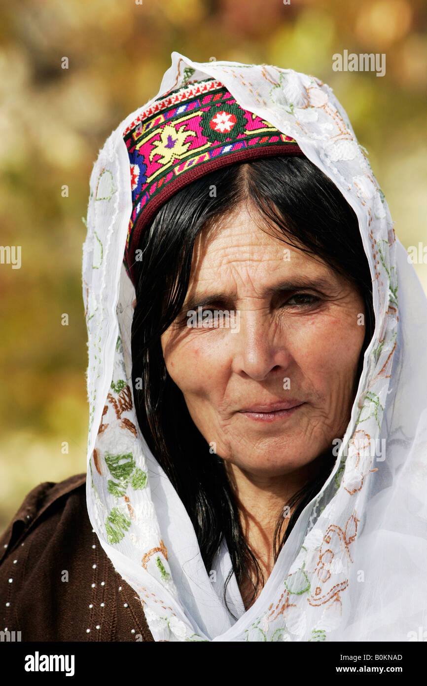 Woman in mountain village of Altit in Hunza region of Karokoram ...