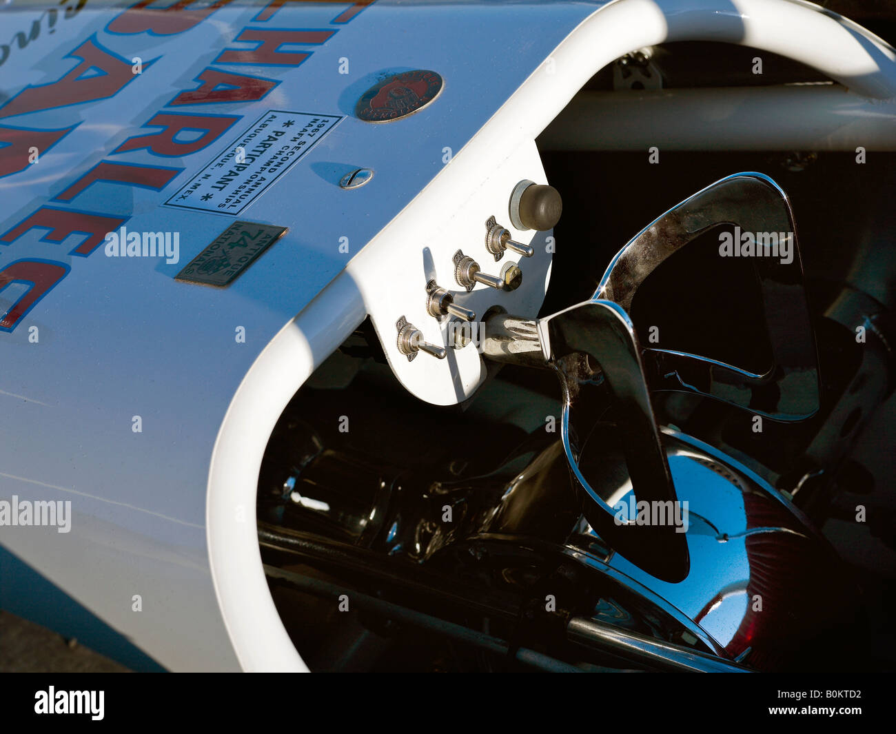 V8 engine of drag race car steering wheel auto cockpit racing Stock ...