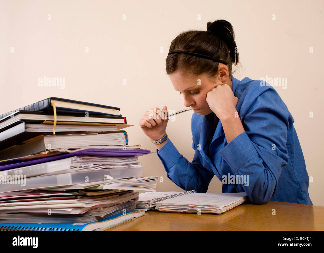 Girl studying for fer exams Stock Photo - Alamy