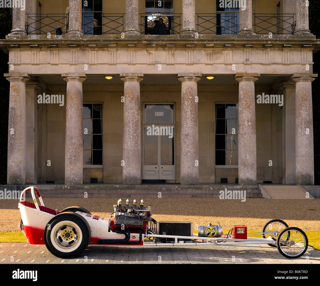 V8 engine of drag race car steering wheel auto cockpit racing Stock ...