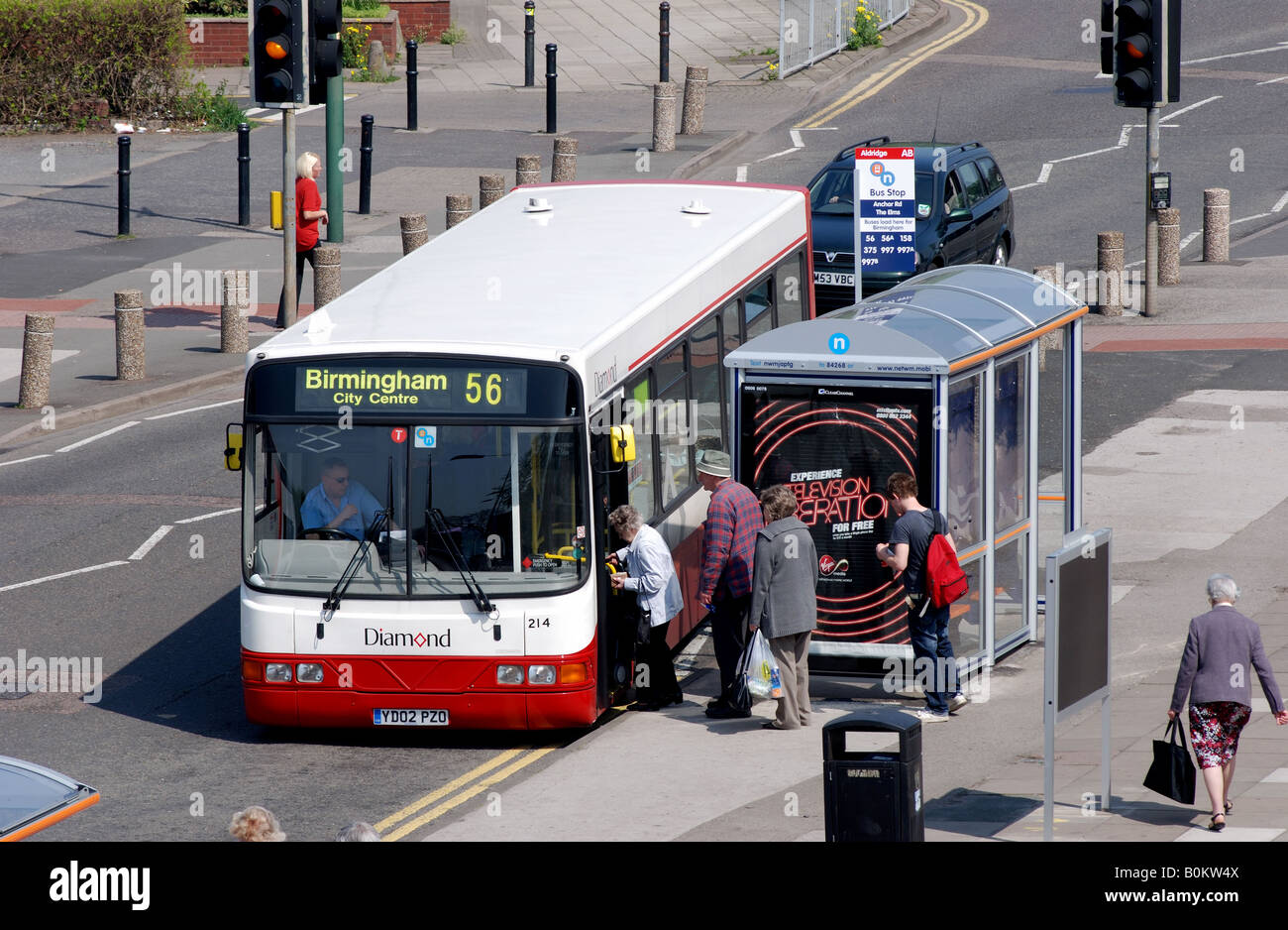 A Diamond bus at a bus stop in Anchor Road, Aldridge, West Midlands ...