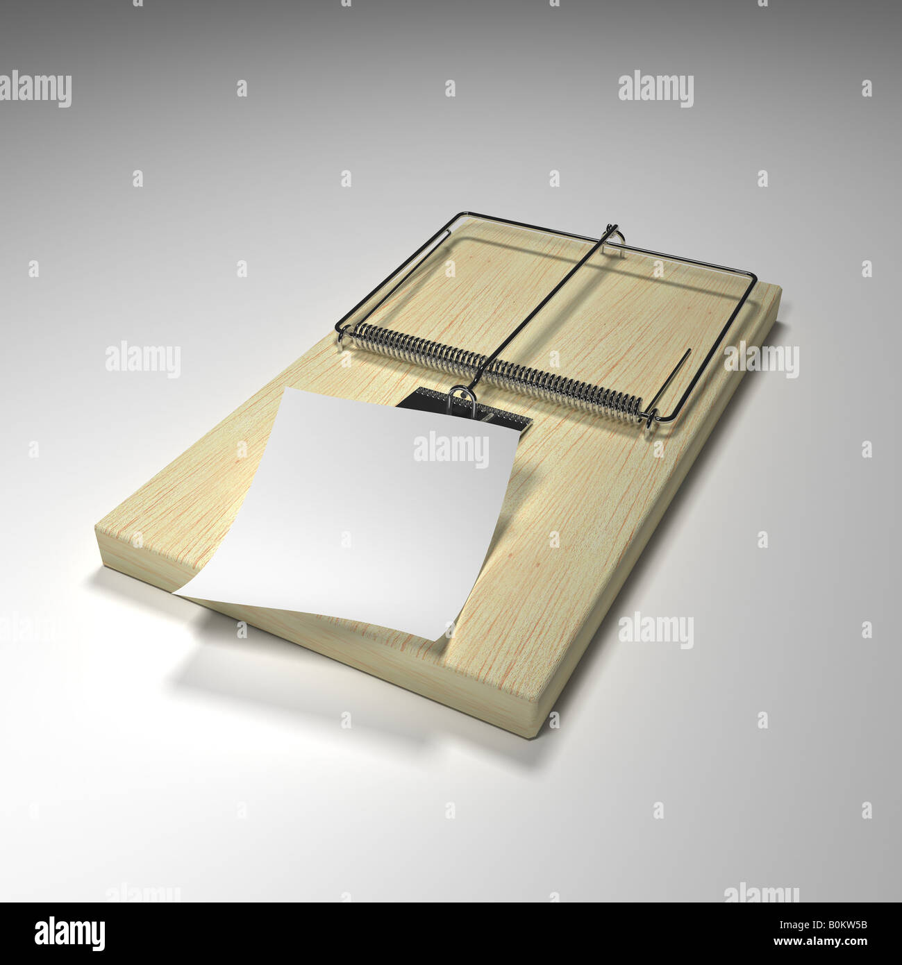 Mouse trap with a piece of paper to display your risky message Stock ...