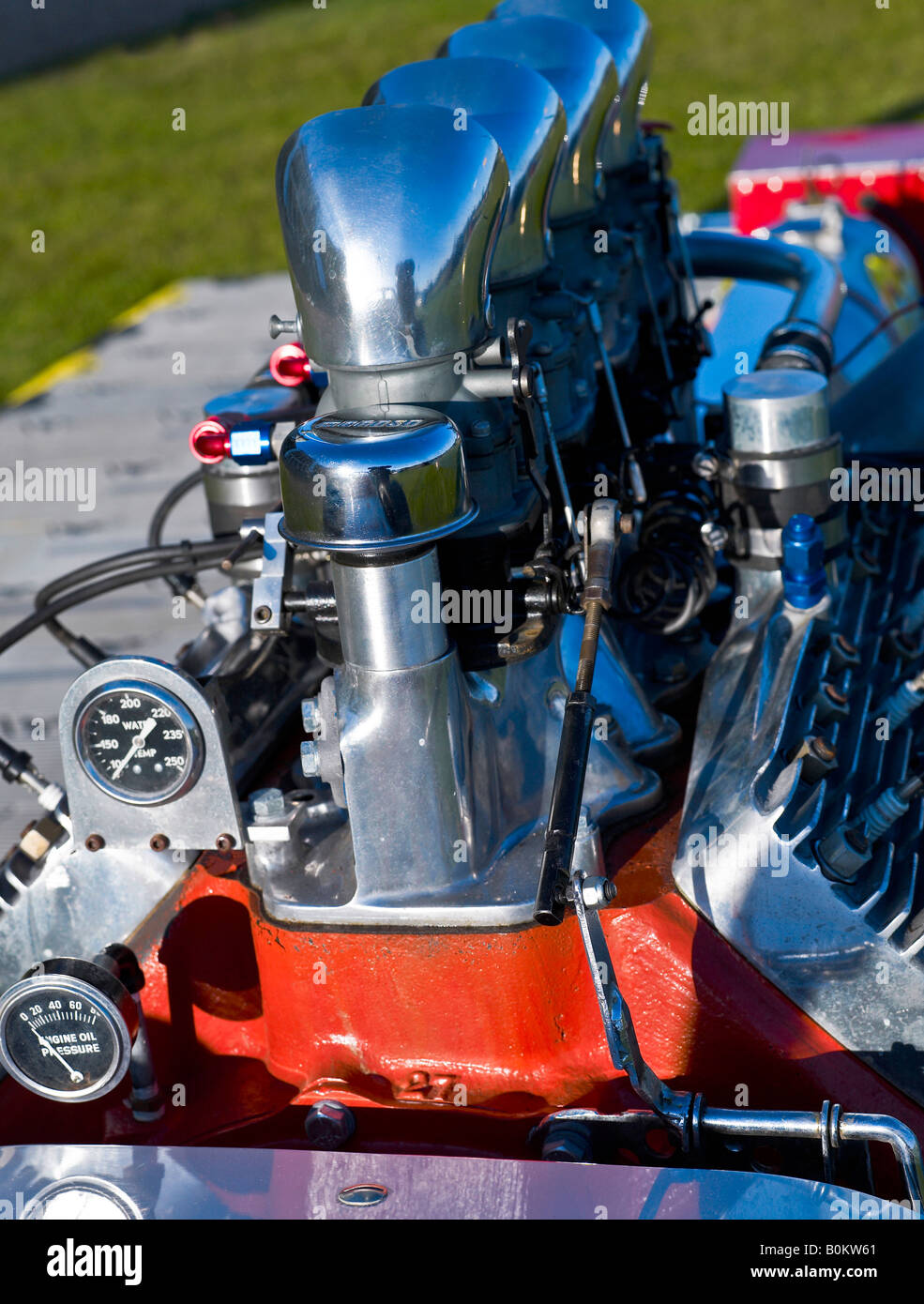 V8 engine of drag race car steering wheel auto cockpit racing Stock ...