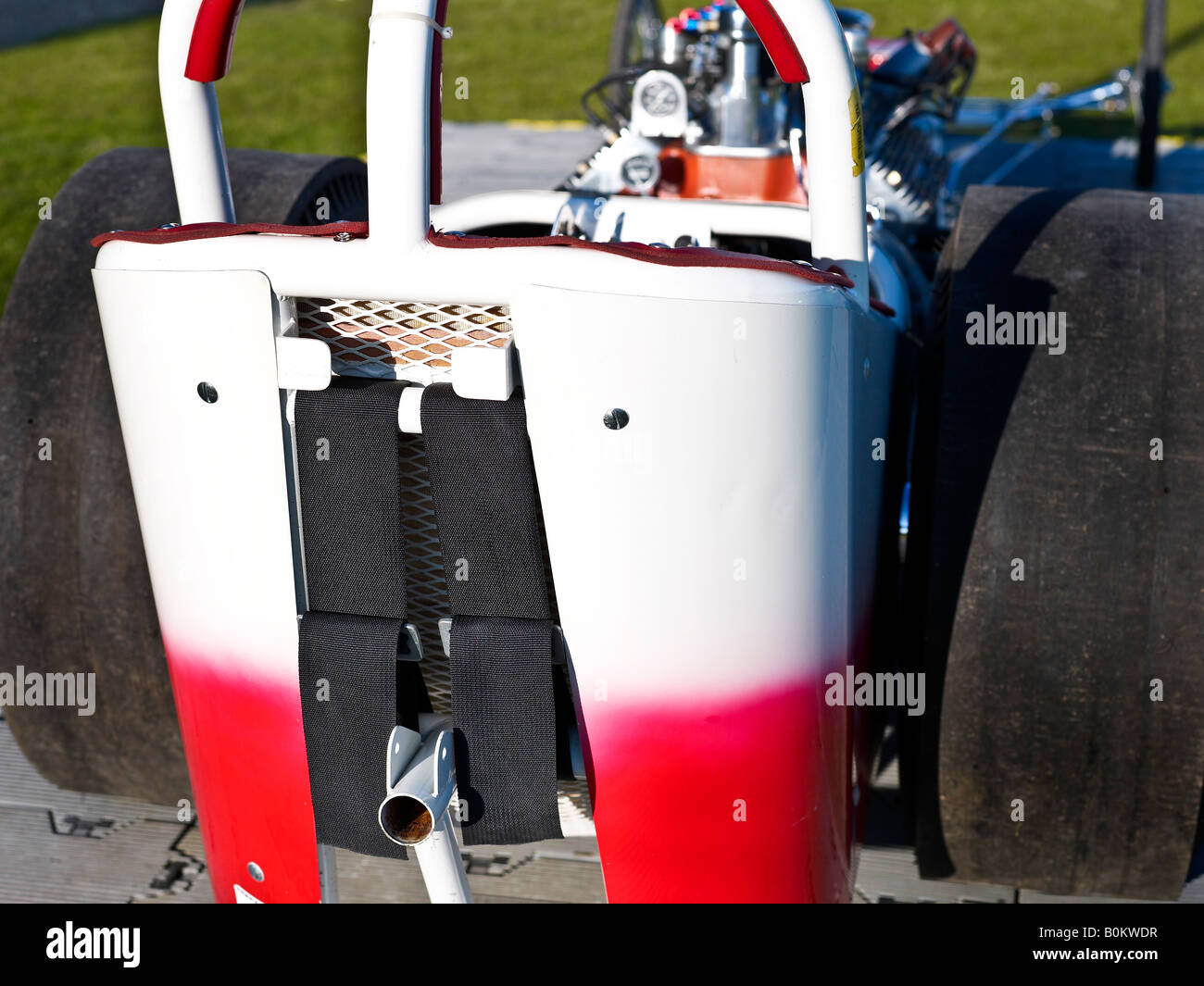 V8 engine of drag race car steering wheel auto cockpit racing Stock ...