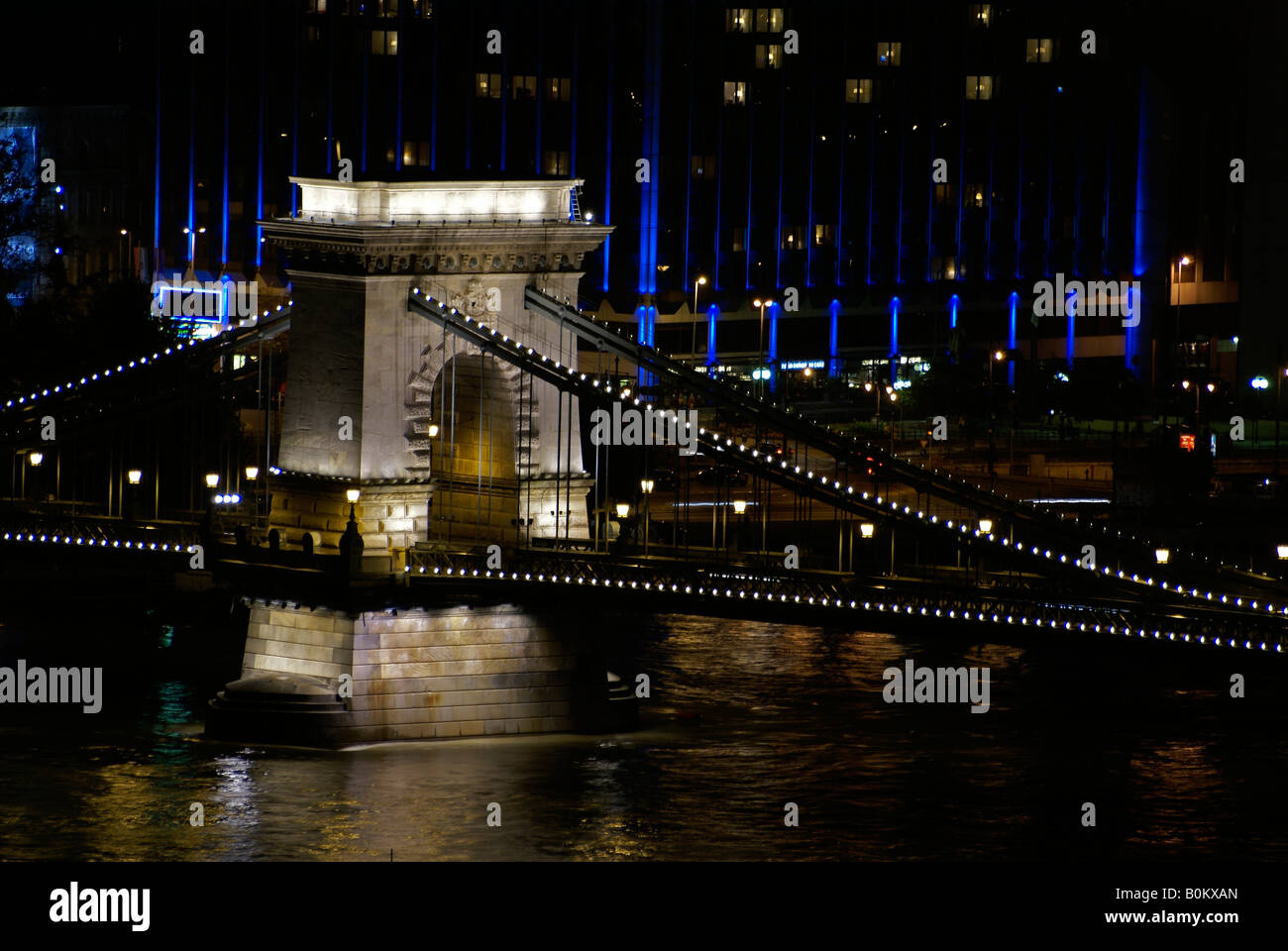 chain bridge by night, in Budapest Stock Photo - Alamy