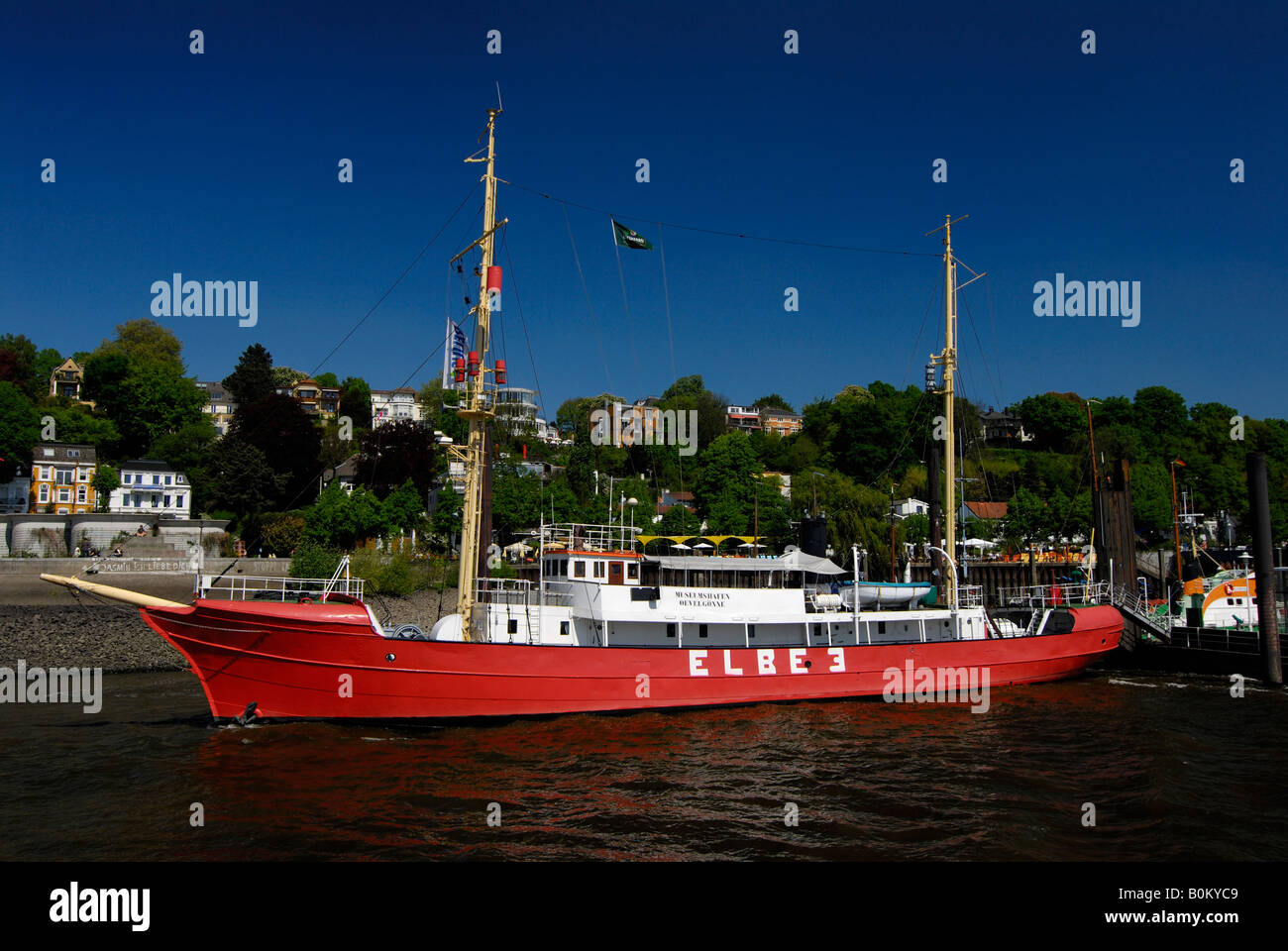 Historic lightship Elbe 3 in a museum of historic ships in "Övelgönne ...