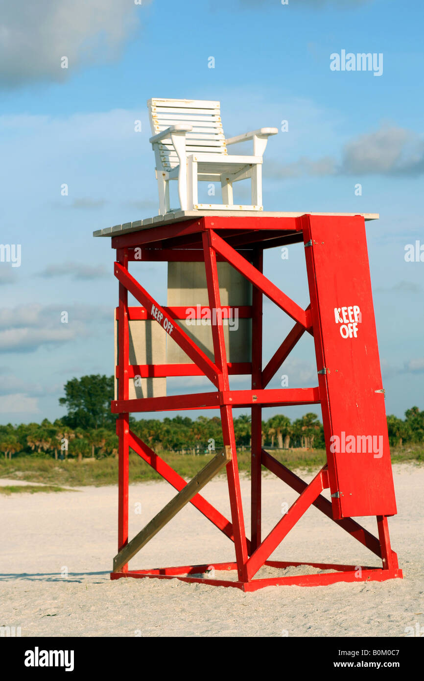 Lifeguard Chair in Sand Key Park near Clearwater Florida Stock Photo ...