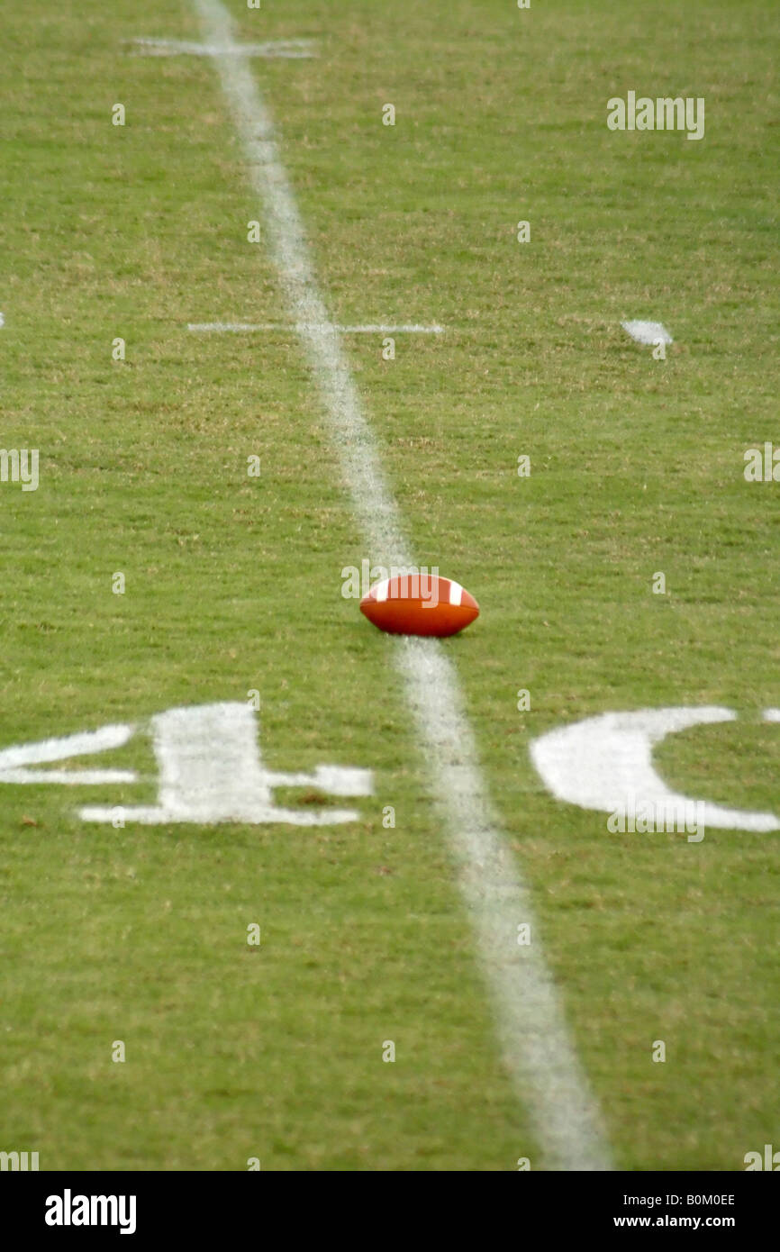 Football at the 40 yard line at a highschool football game Stock Photo ...