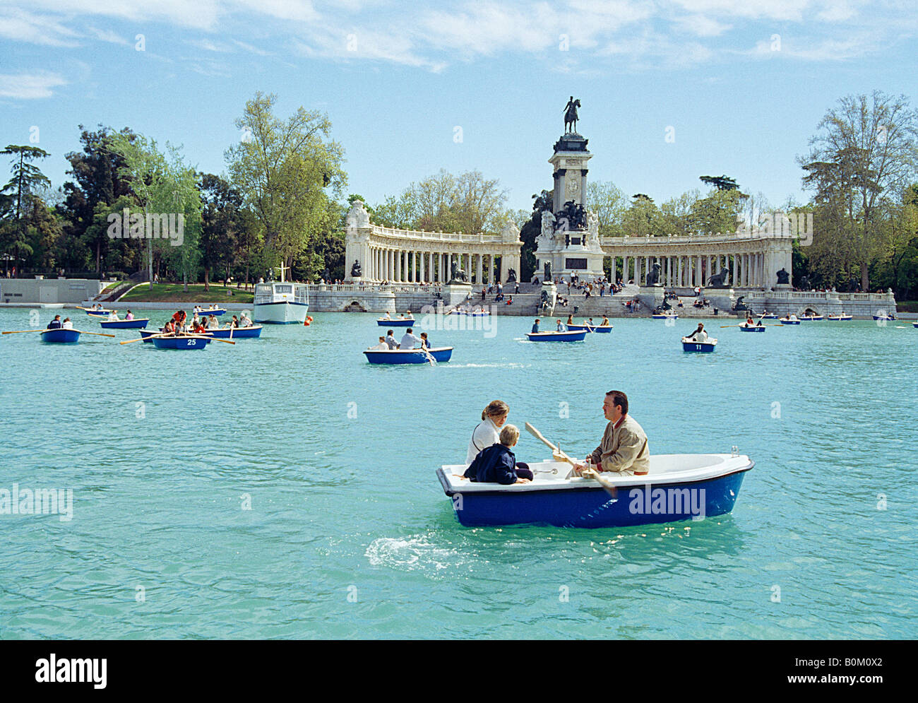Family rowing at The Retiro Park pool. Madrid. Spain Stock Photo - Alamy