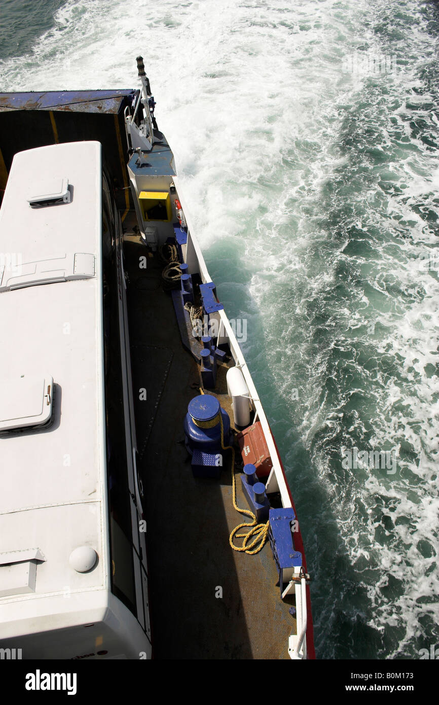 Elevated view of the stern of a vehicle / passenger ferry Stock Photo ...