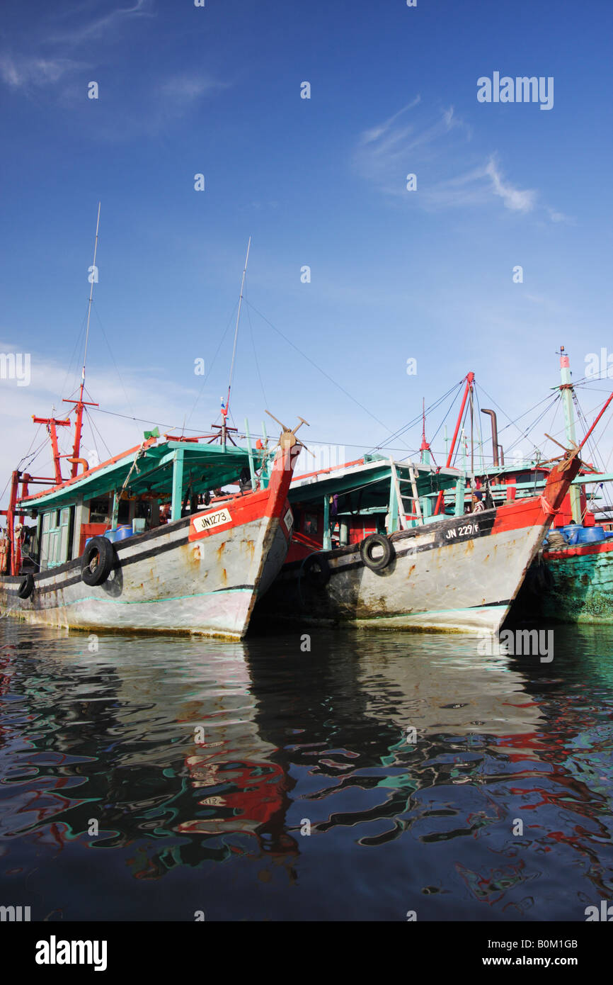 Fishing Boats In Dock, Pulau Labuan, Sabah, Malaysian Borneo Stock ...