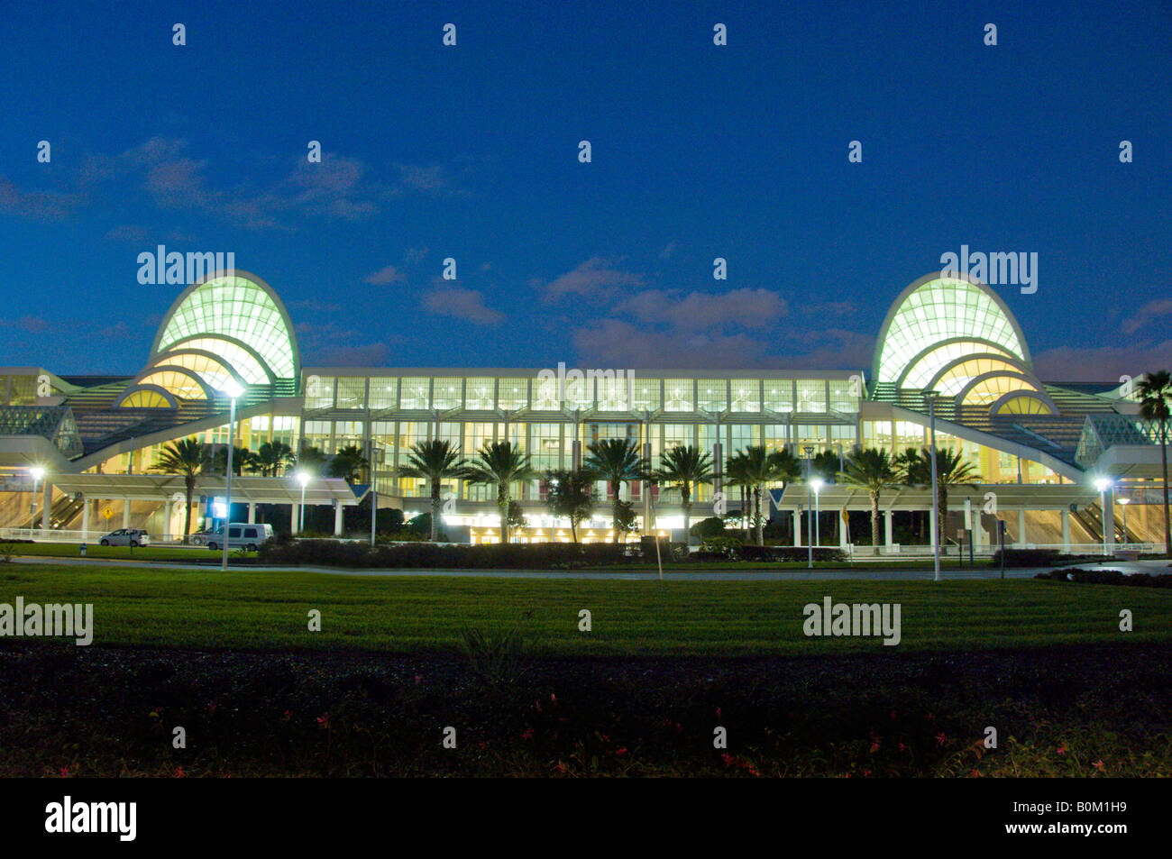 The Orlando Florida Convention Center illuminated at dusk Stock Photo ...