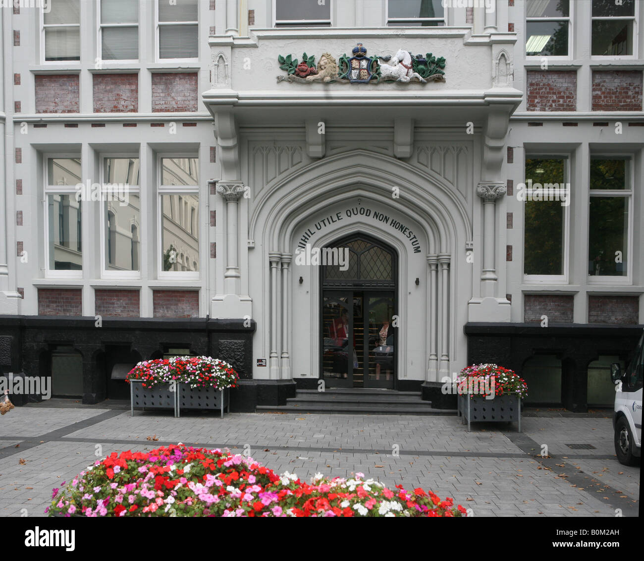 Entrance to the Press building Christchurch New Zealand Stock Photo - Alamy