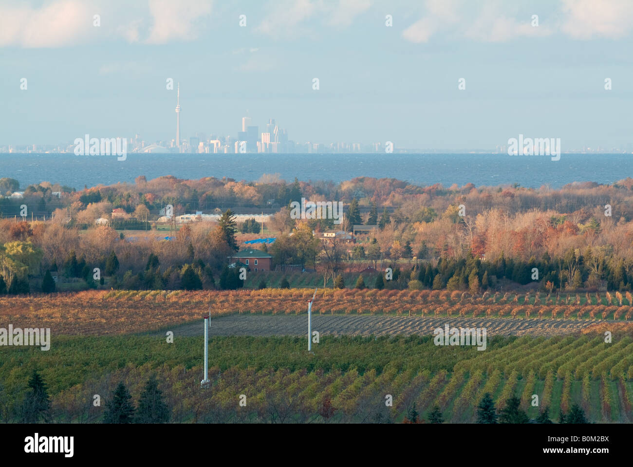 A view of Toronto across Lake Ontario from the Niagara Escarpment near ...