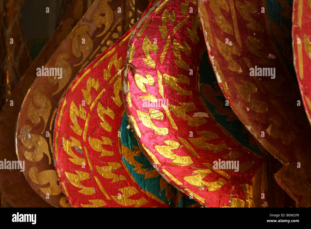 A row of traditional Asian fans in Cambodian market Stock Photo - Alamy