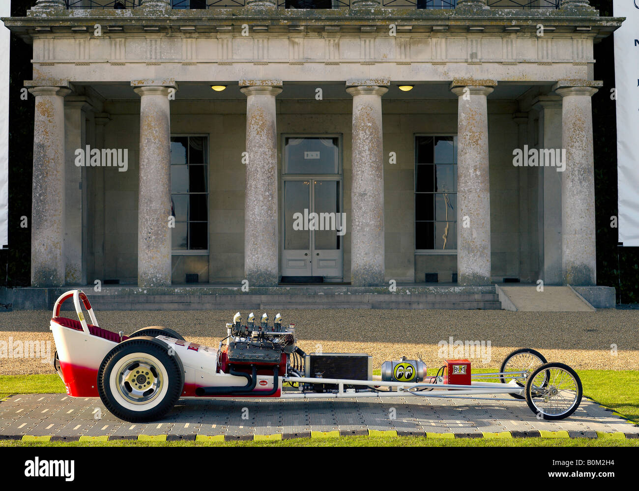 V8 engine of drag race car steering wheel auto cockpit racing Stock ...