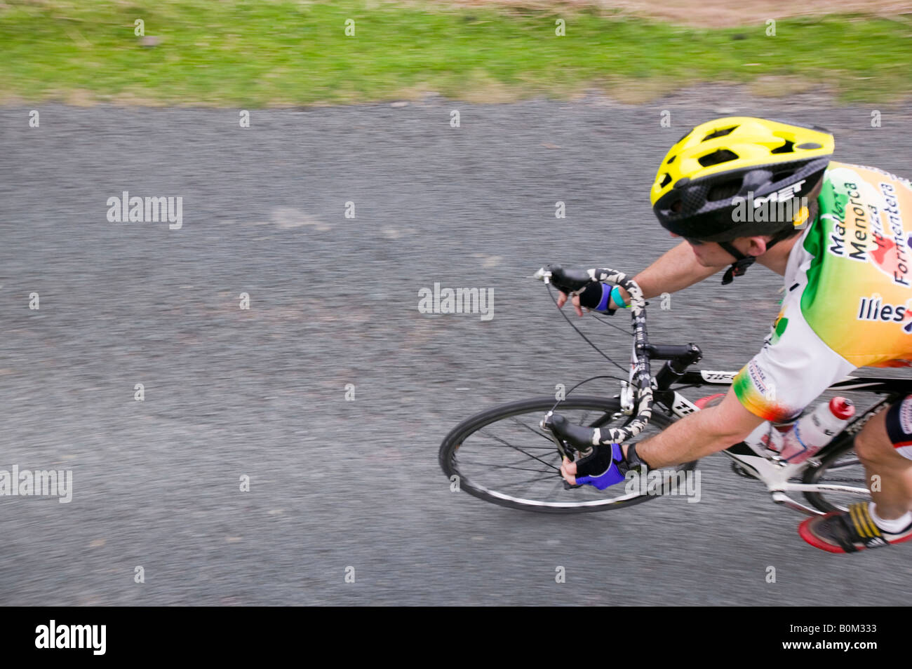 A cyclist descending Wrynose Pass on the Fred Whitton challenge in the ...