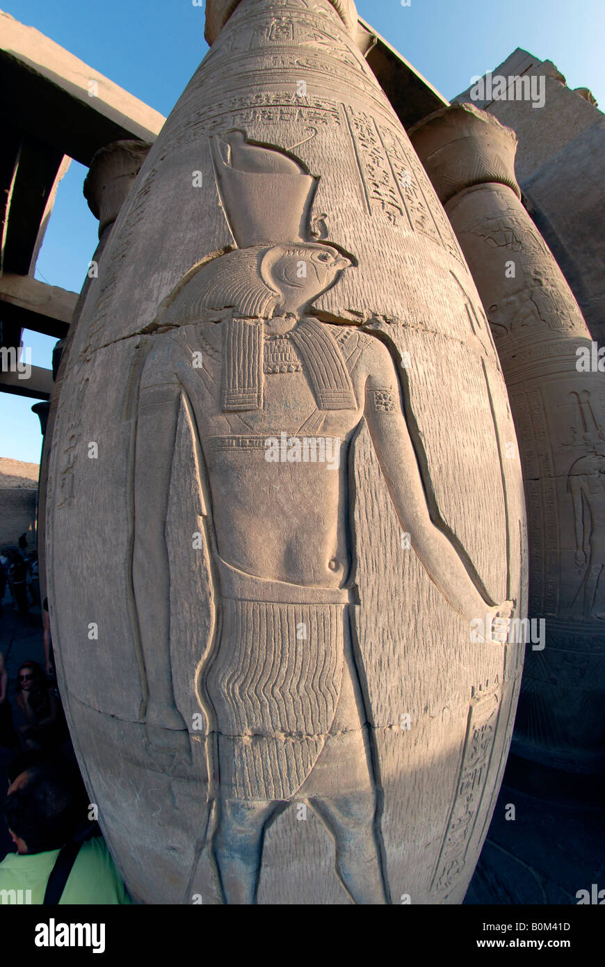 Engraved reliefs on a column at the Temple of Haroeris and Sobek at Kom ...