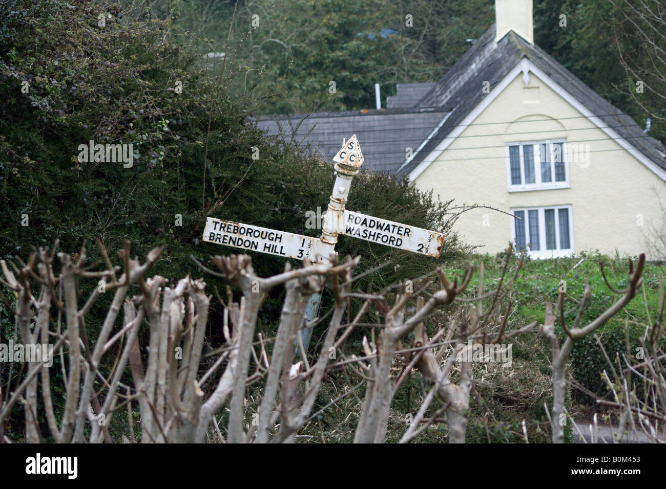 Road Signs to Small English Villages in Somerset, England Stock Photo ...