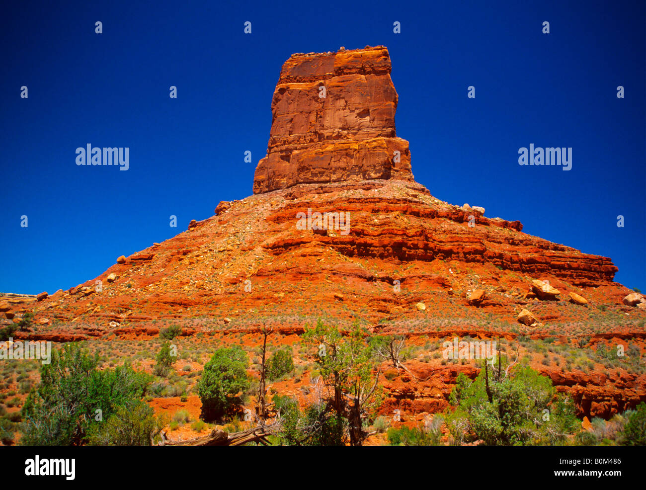 Pinnacle column at Valley of the Gods reddish blue brown brownish late ...