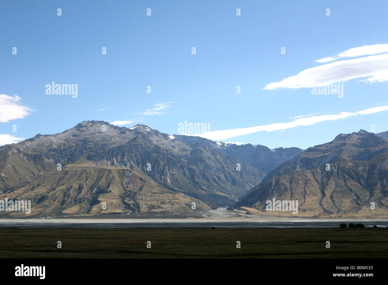 Ben Ohau range on West side of Mount Cook South Island New Zealand ...