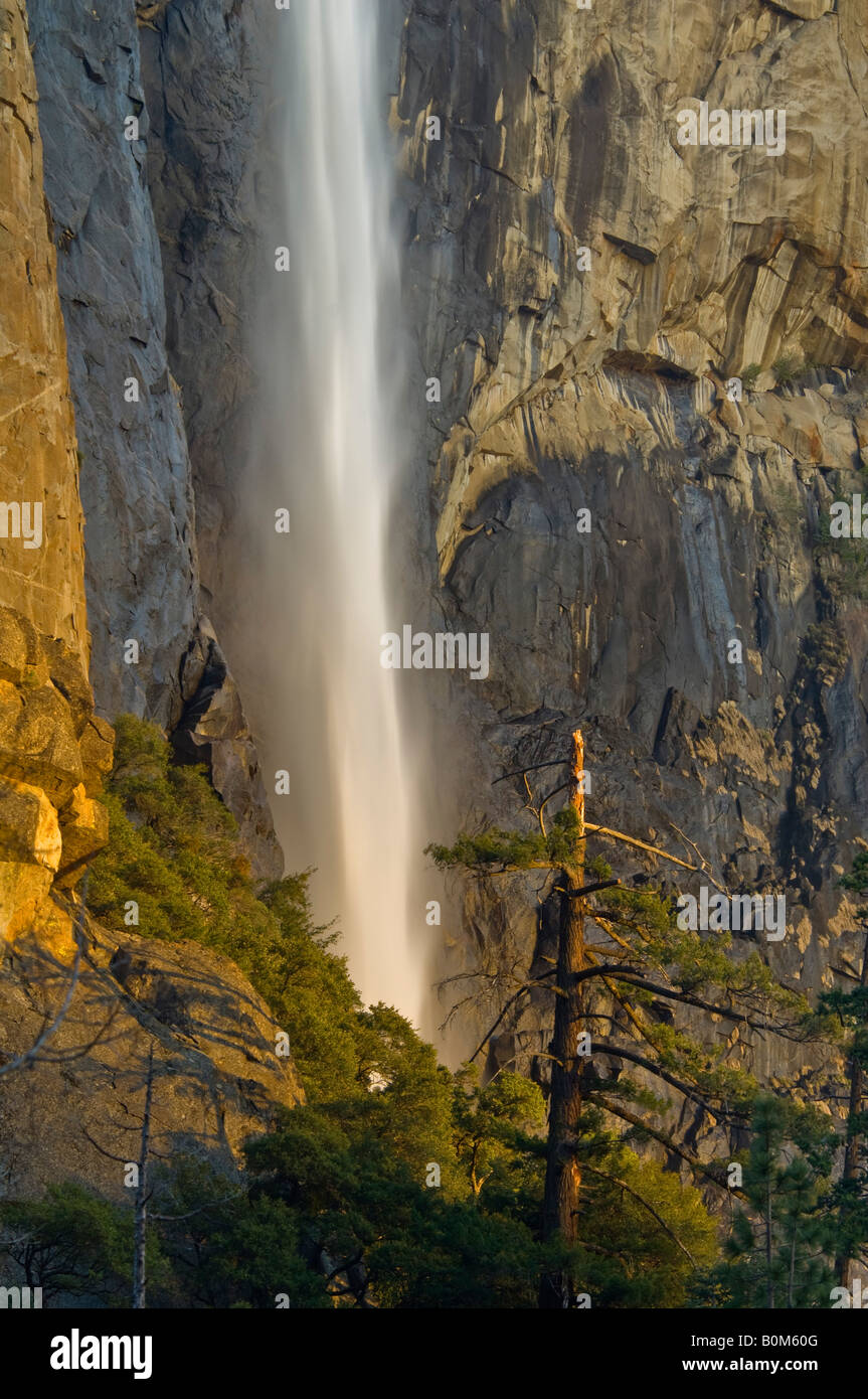 Detail of Bridalveil Fall and rock cliff Yosemite National Park ...