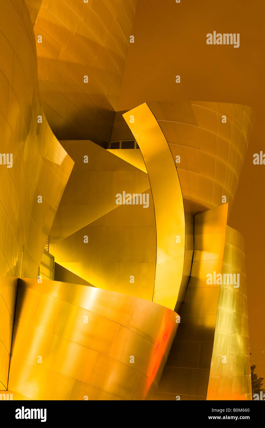 Modern metal panels of the Walt Disney Concert Hall in Los Angeles ...