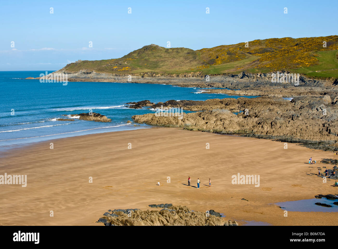 Overlooking the beach at Coombesgate North Devon GB Stock Photo - Alamy