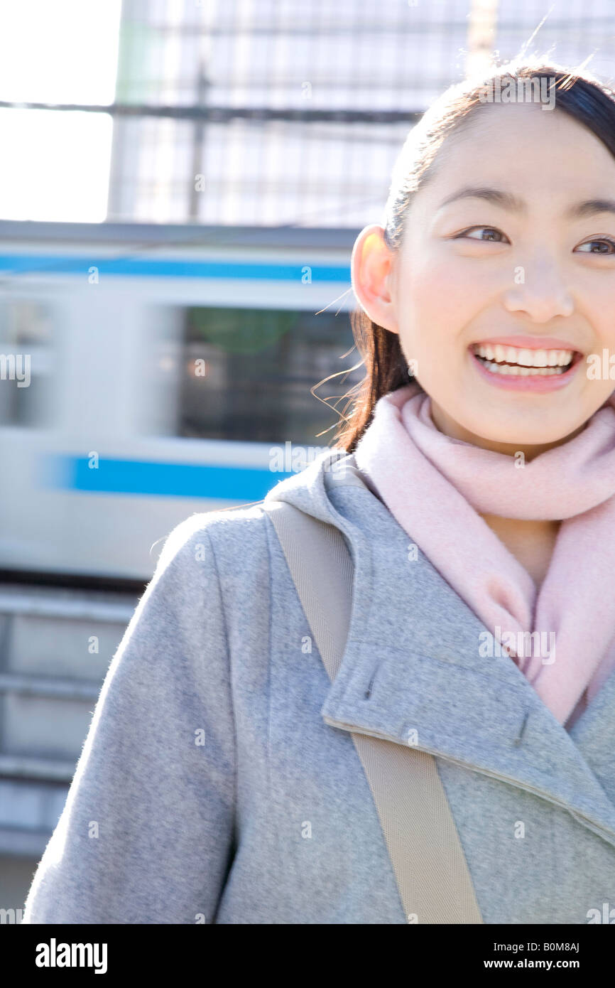 Smiling Japanese woman Stock Photo - Alamy