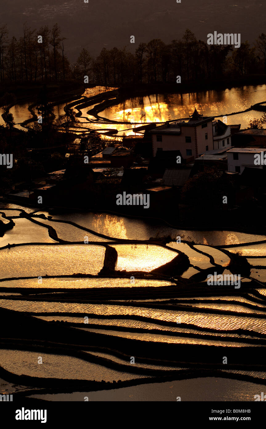 Beautiful sunset in Yuanyang, Yunnan, China Stock Photo - Alamy