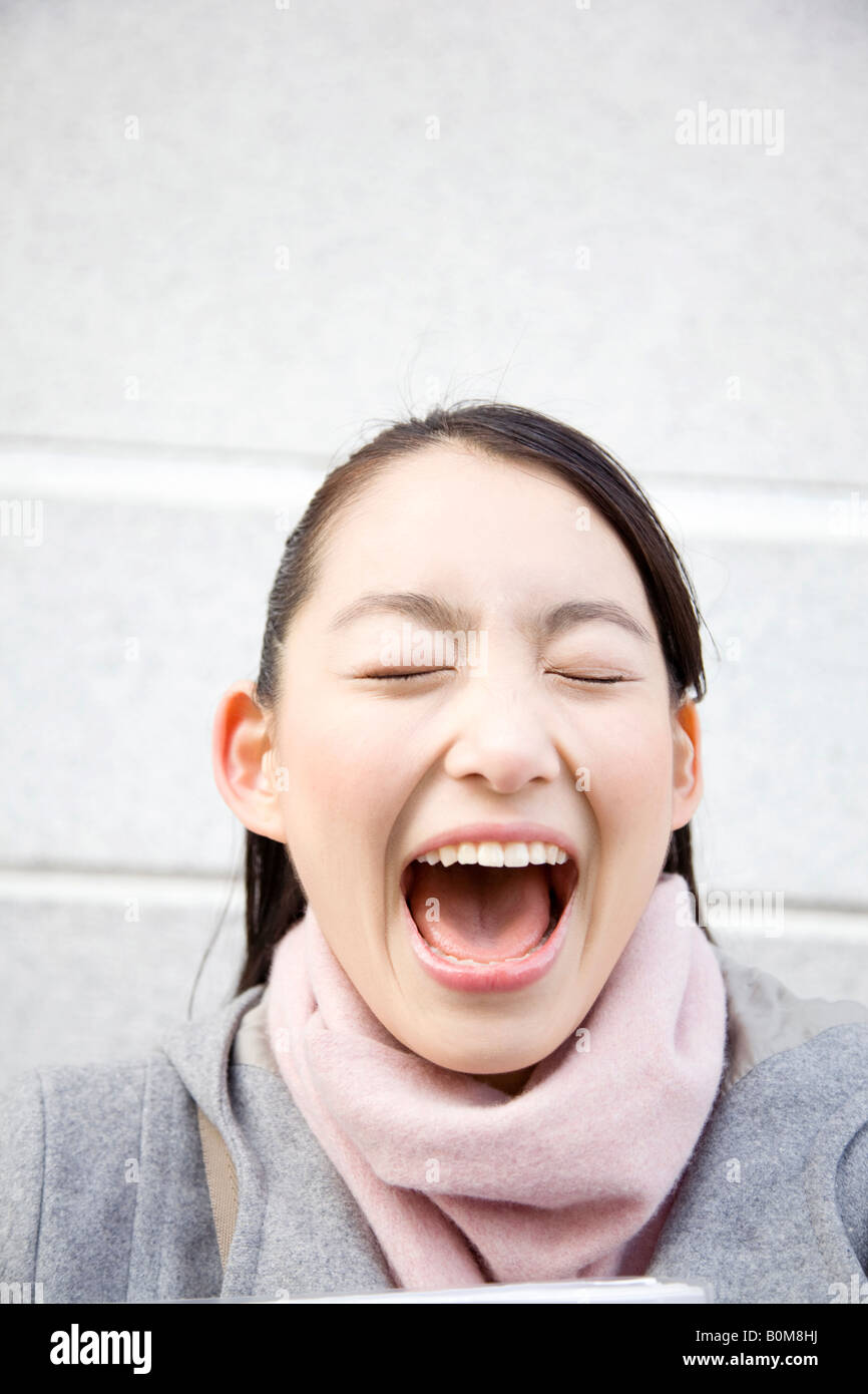 Japanese woman shouting Stock Photo - Alamy
