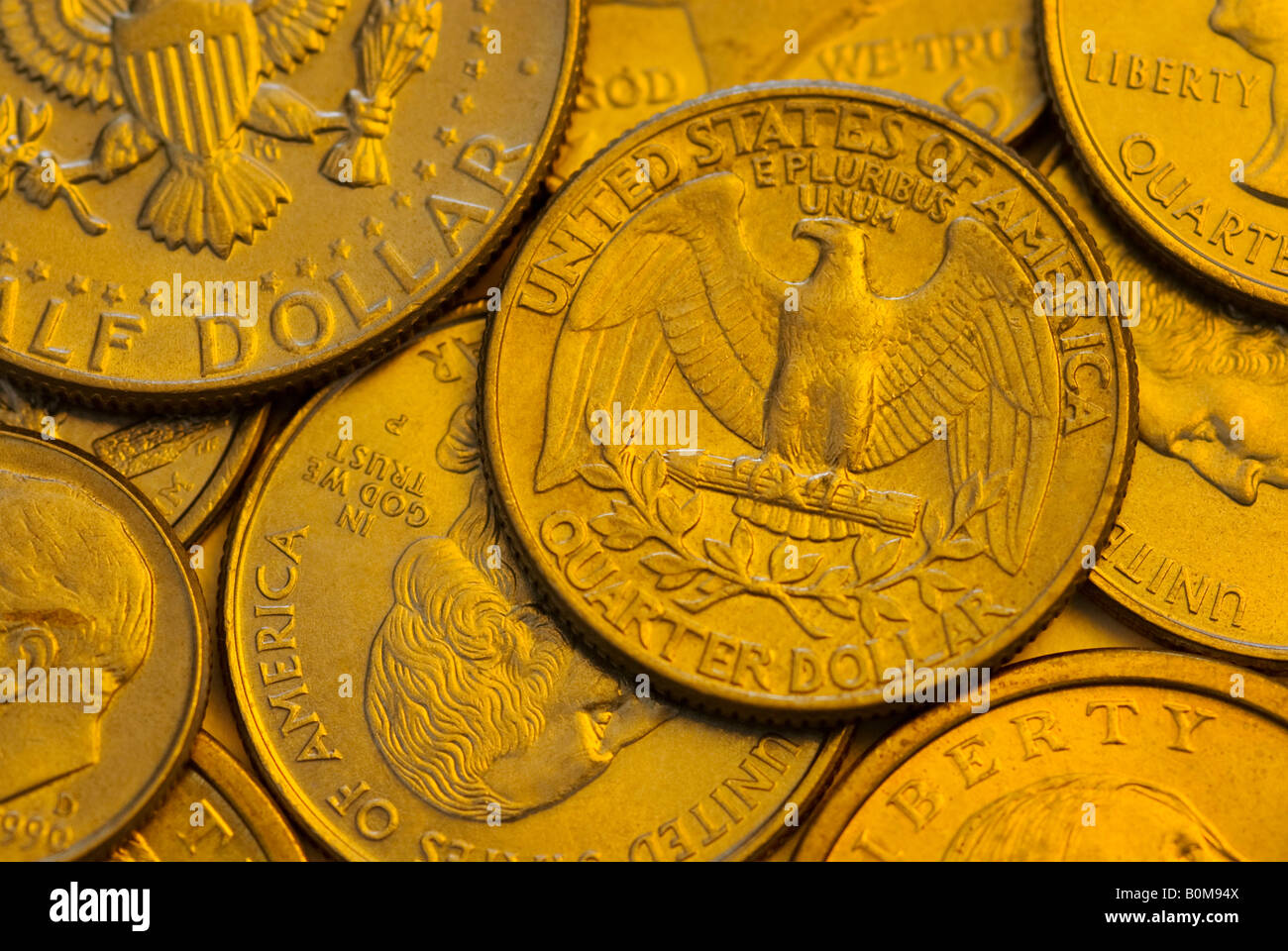 US QUARTER DOLLAR COINS BACKGROUND Stock Photo - Alamy