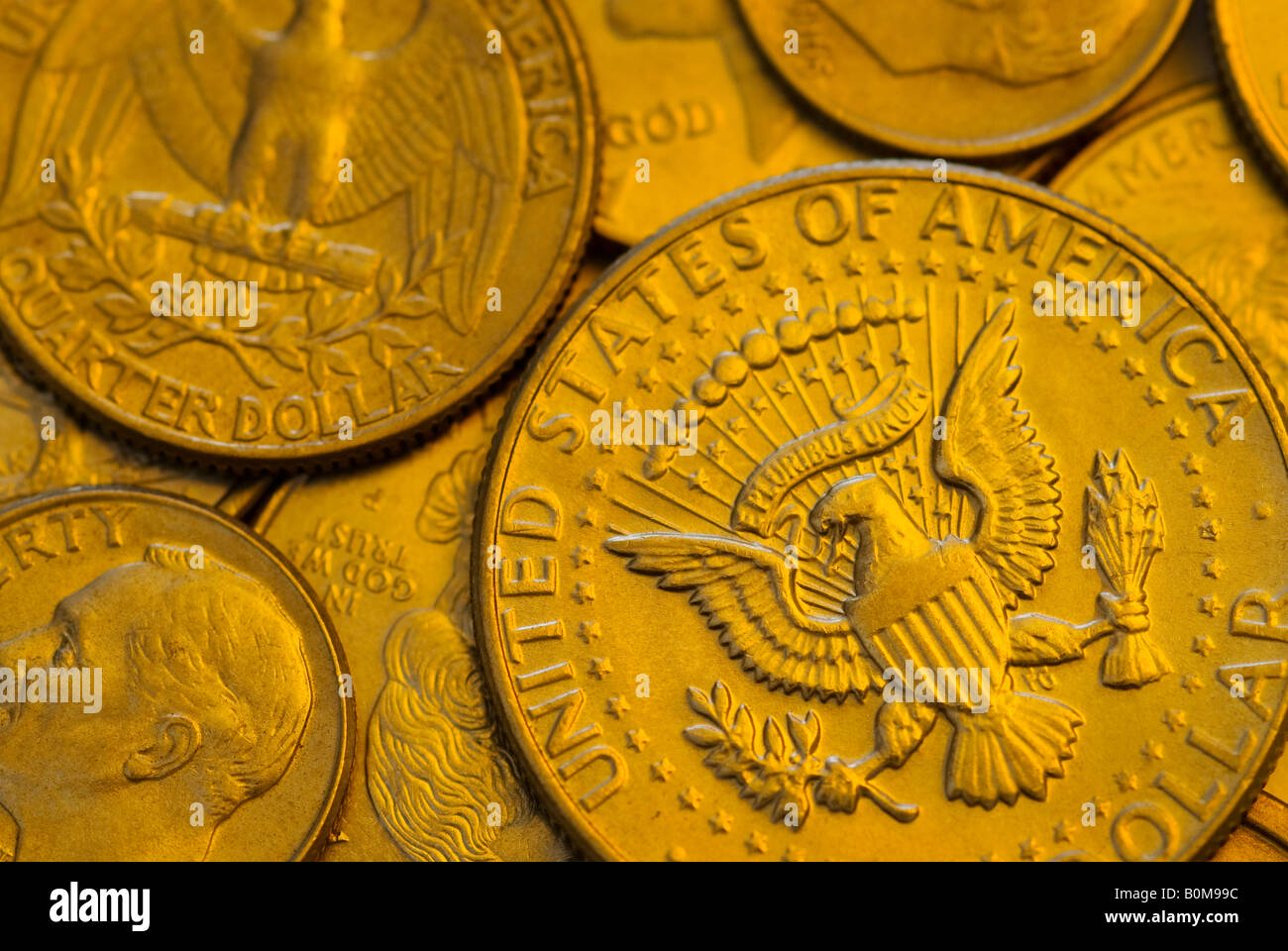 US QUARTER DOLLAR COINS BACKGROUND Stock Photo - Alamy
