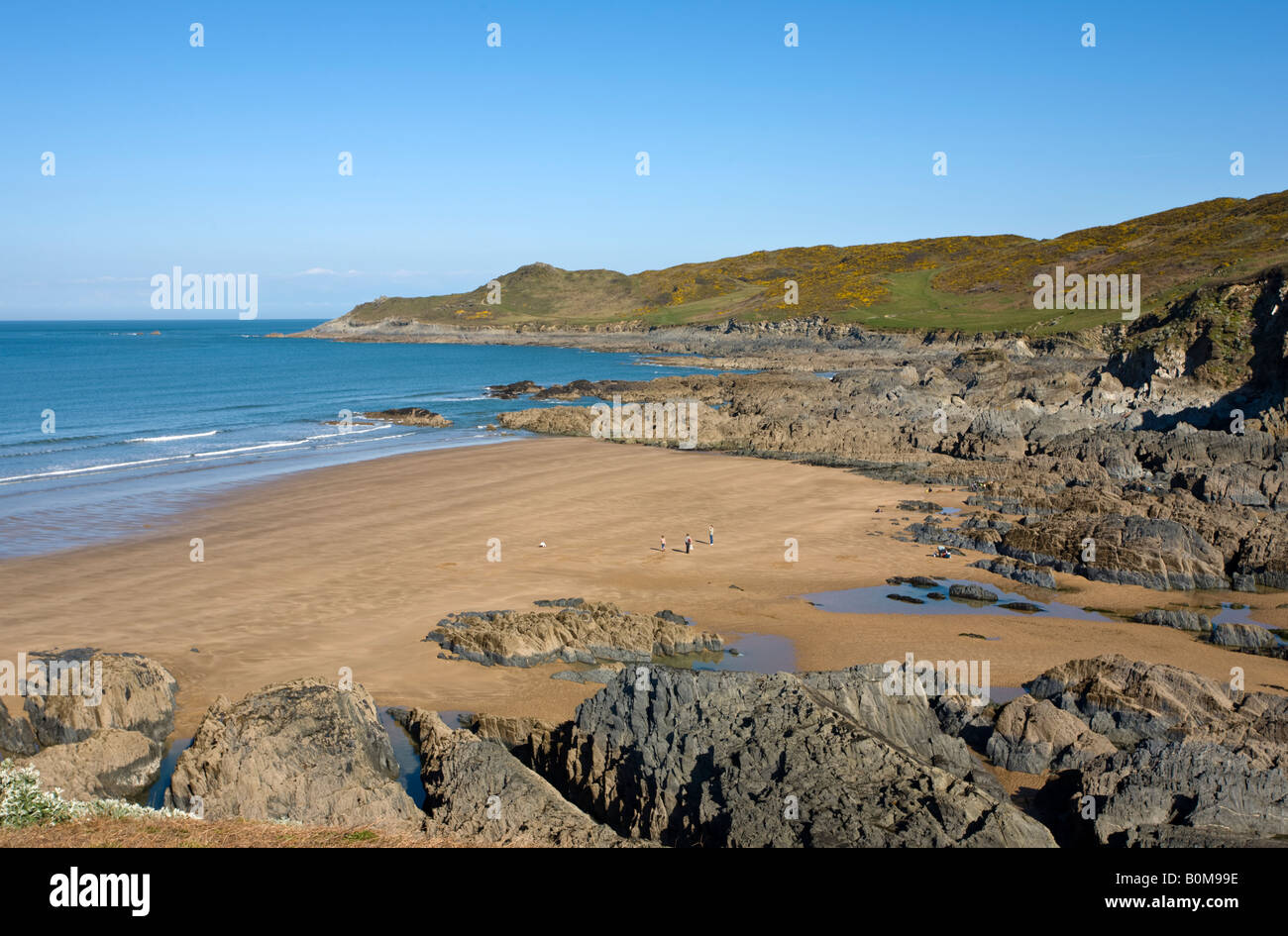 Overlooking the beach at Coombesgate North Devon GB Stock Photo - Alamy