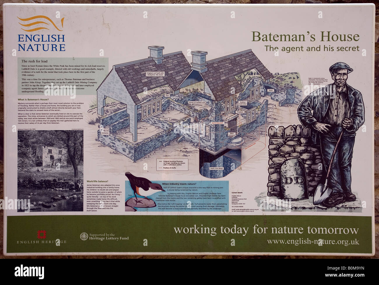 Lathkill Dale, Derbyshire, England - Batemans House sign Stock Photo ...