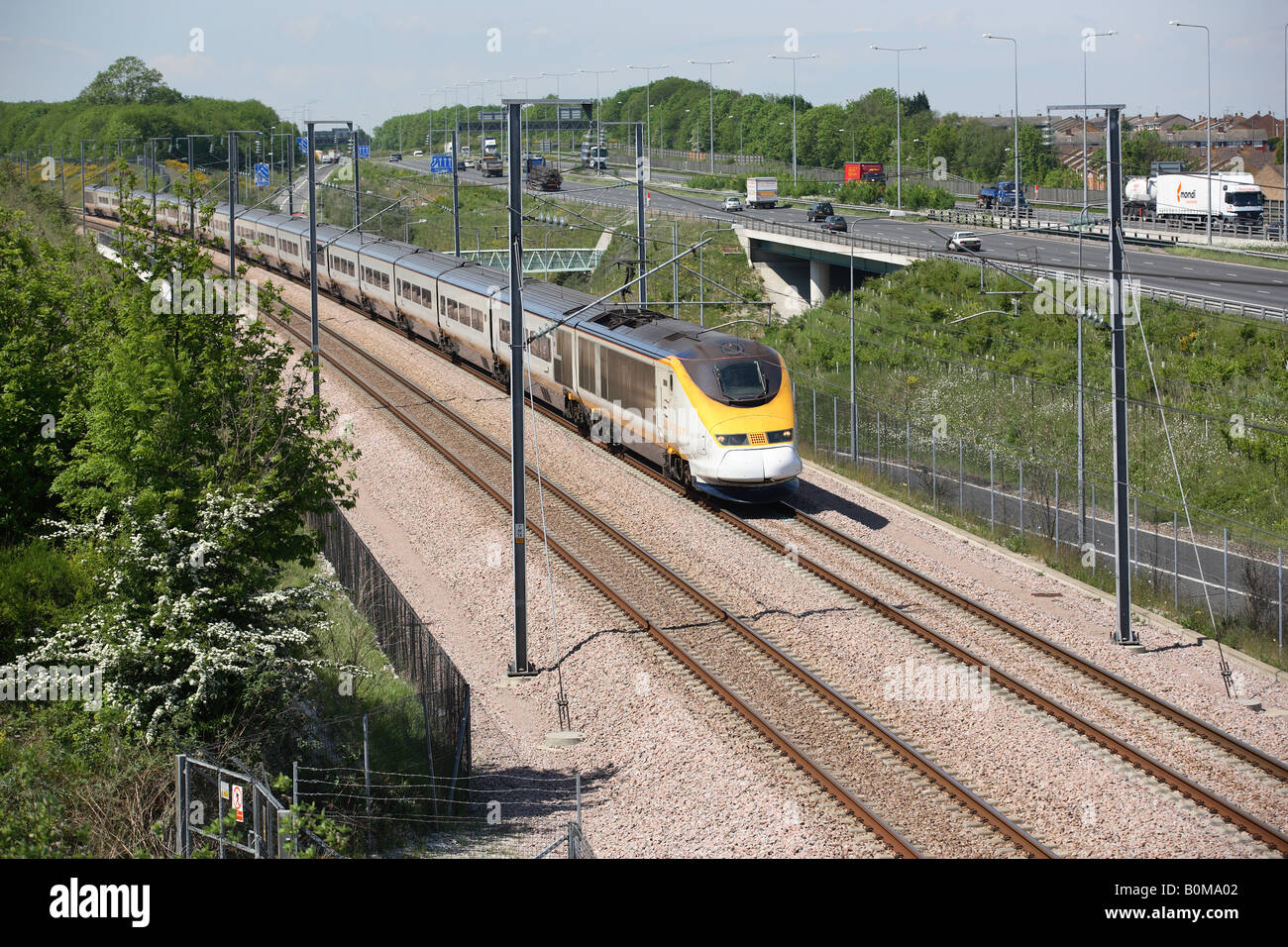 Eurostar train at speed in Kent countryside UK Stock Photo - Alamy