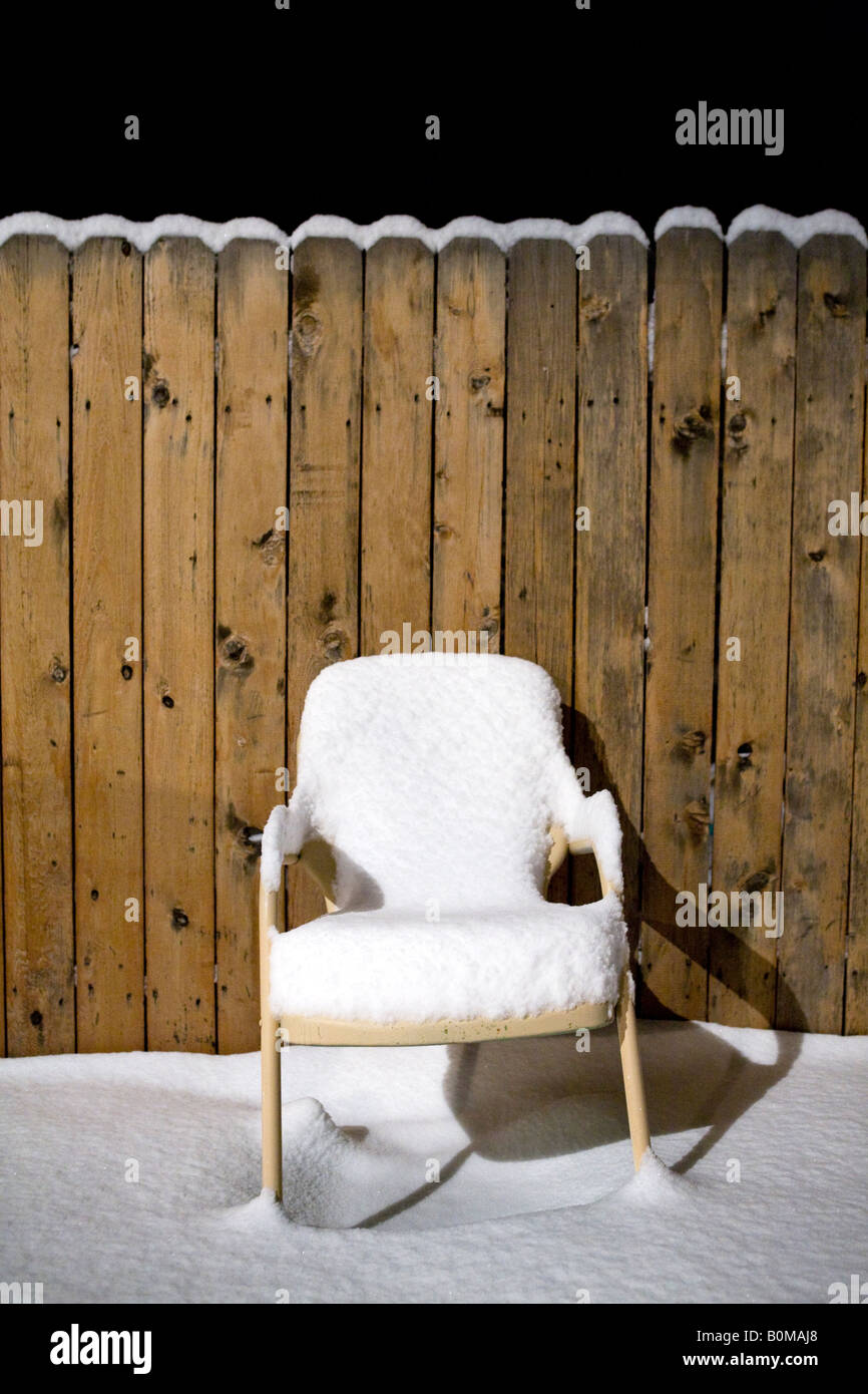 chair covered in snow Stock Photo - Alamy