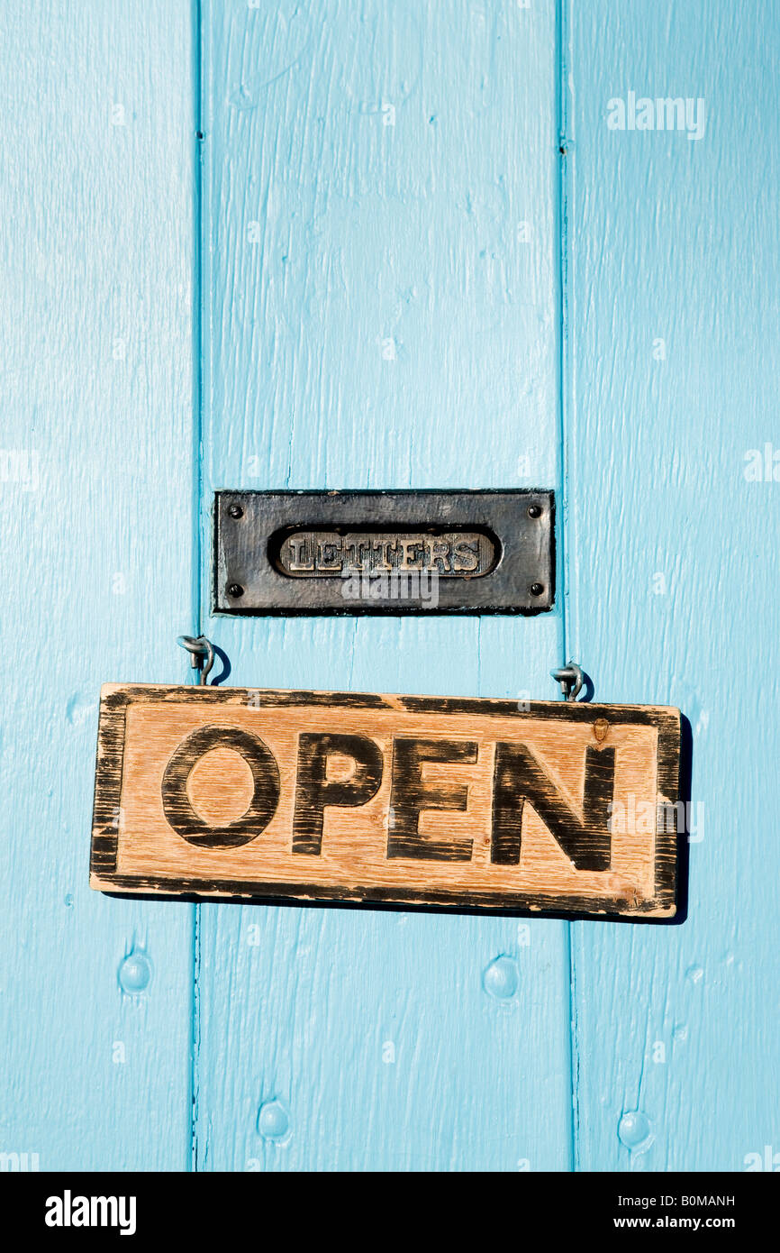 wood door with OPEN sign, canyon Road Stock Photo - Alamy
