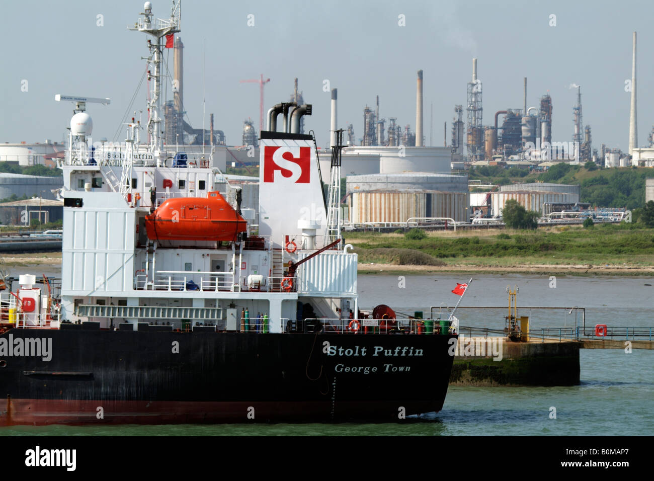 Stolt Puffin an oil and chemical tanker ship at Fawley Marine Terminal ...
