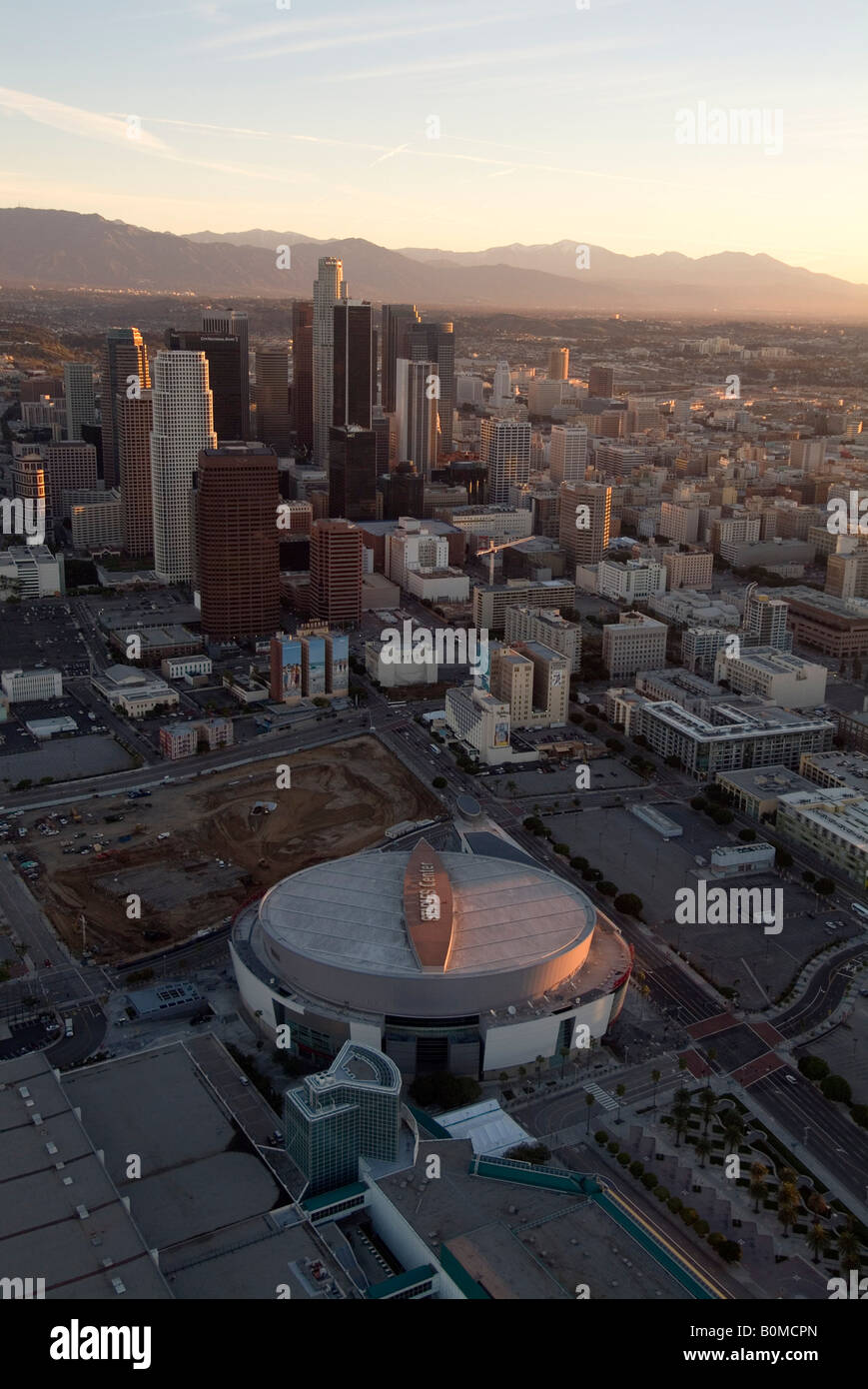 Aerial of The Staples Centre, Los Angeles, California, USA Stock Photo ...