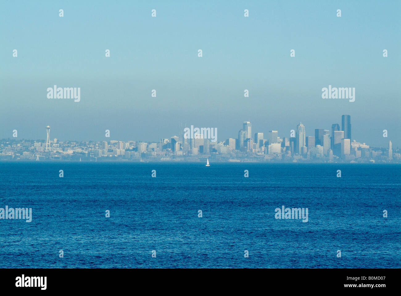View from Bainbridge ferry, skyline of Seattle, Washington, USA Stock ...